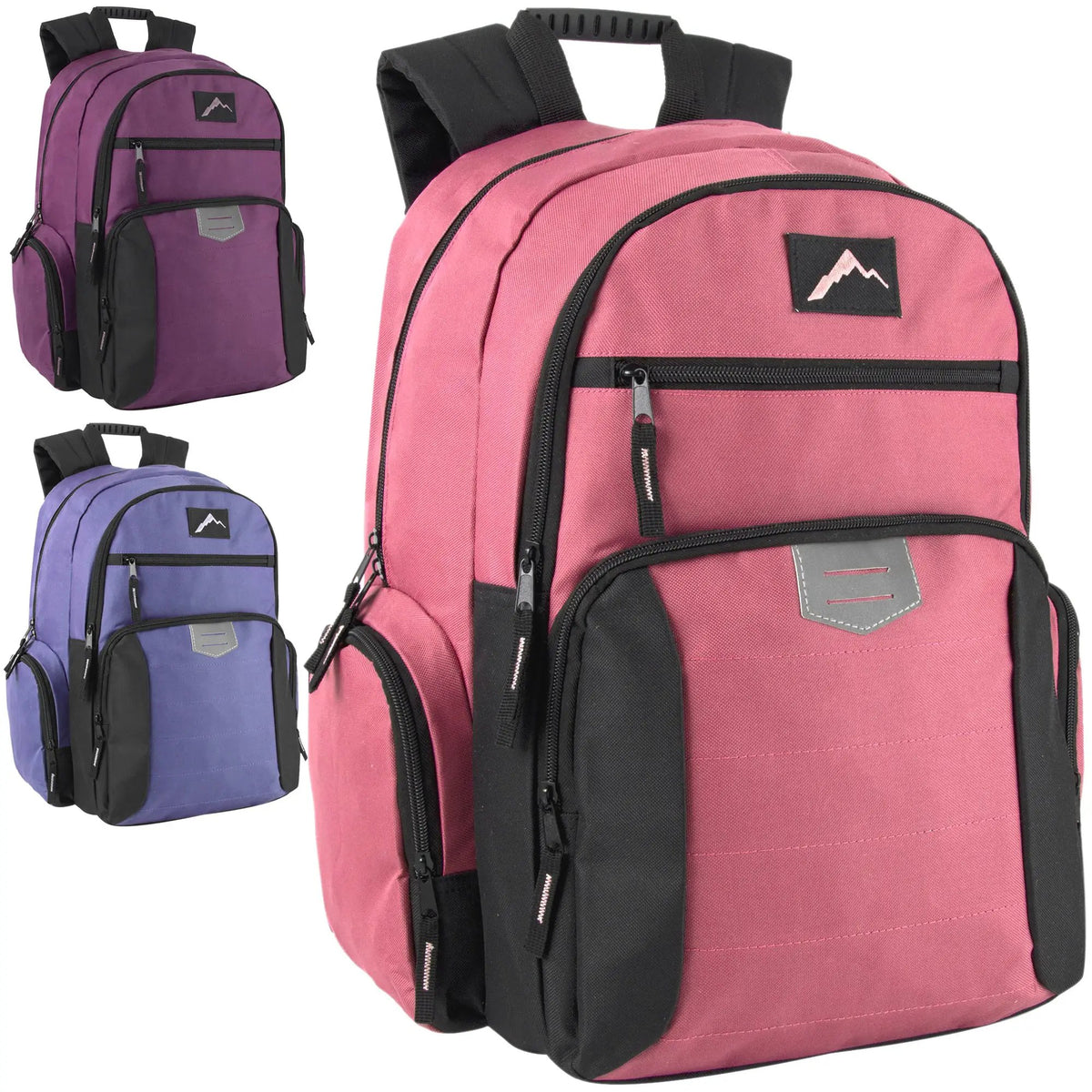 Bulk 24-pack 18" Reflective Multi Pocket Backpack with Laptop Section ...